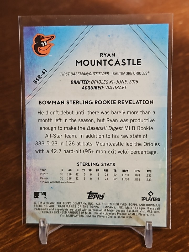 2021 Bowman Sterling Ryan Mountcastle Rookie RC Baltimore Orioles BSR ...