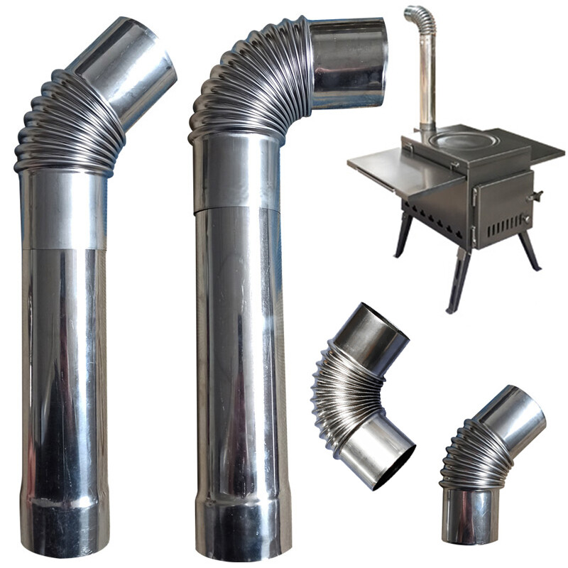 1 X Wood Burner Stove Pipe Elbow Chimney Stainless Steel Flue Tube ...