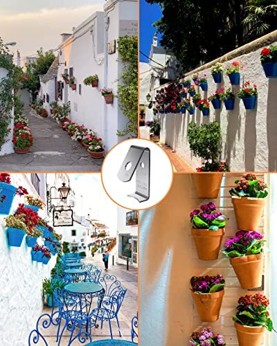 12 Pack Stainless Steel Plant Hangers Flower Pot Clips - Outdoor Wall ...