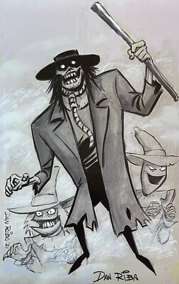 DAN RIBA rare SCARECROW MONTAGE art print 11x17 SIGNED Commission Last ...