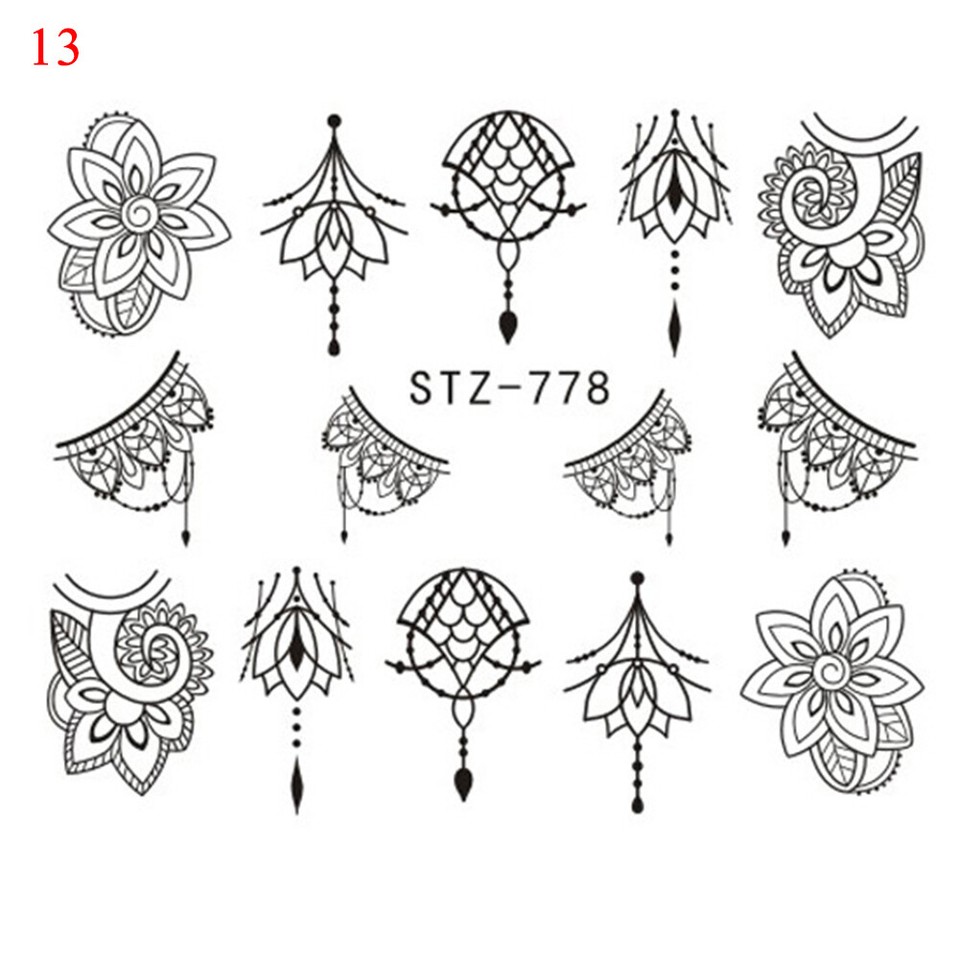 Nail Art Sticker Flower Cartoon Water Transfers Decals Watermark Slider ...