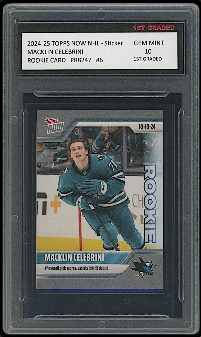 Macklin Celebrini 2024-25 Topps Now NHL Sticker 1st Graded 10 Rookie ...