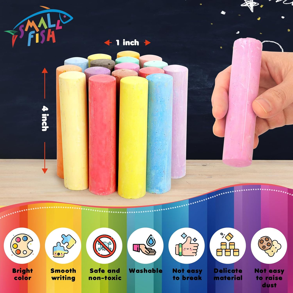 200PCS Washable Sidewalk Chalks Set in 20 Colors: Jumbo Drawing Chalk ...
