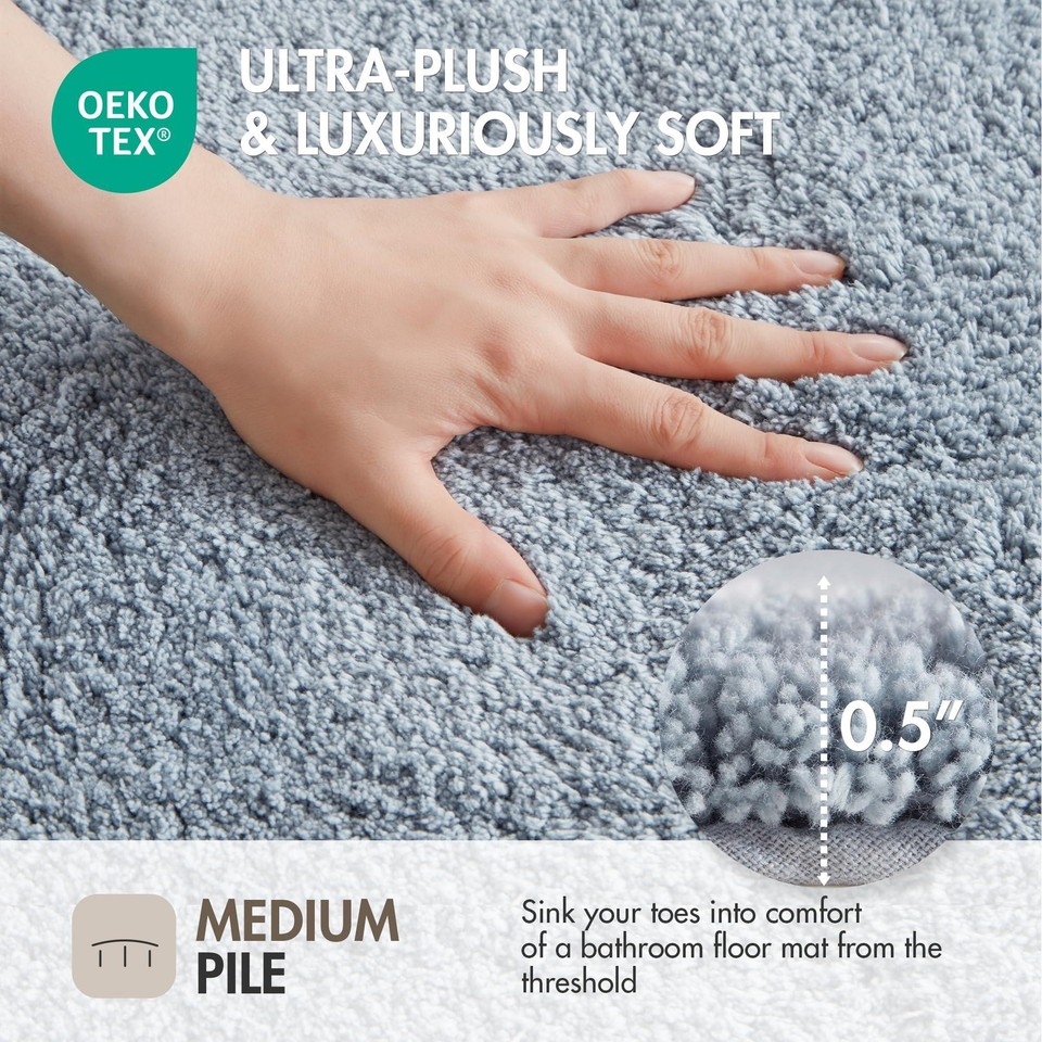 Madison Park Evan 100% Cotton Bathroom Rug Non Slip Backing-Luxrurious ...