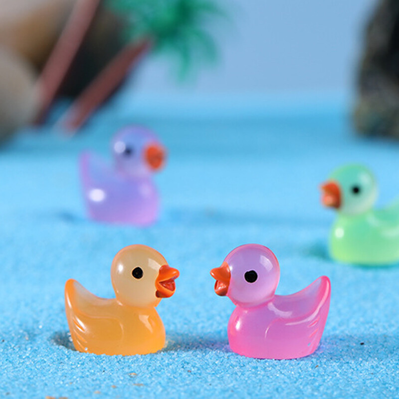100pcs Mini Resin Ducks Luminous Tiny Ducks Miniature Duck Glow in the ...