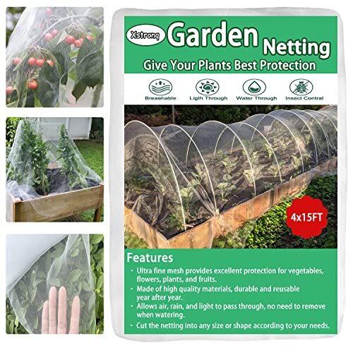 Garden Netting 4ftx15ft Garden Netting Pest Barrier Plant Covers 1Pack ...