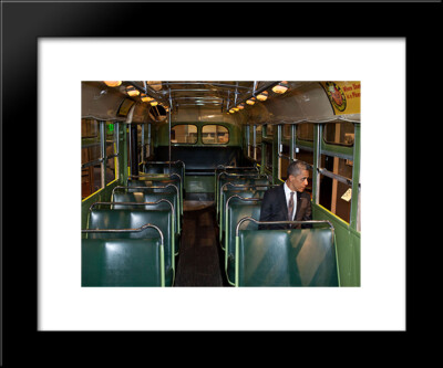President Barack Obama sits on the famed Rosa Parks bus at the Henry ...