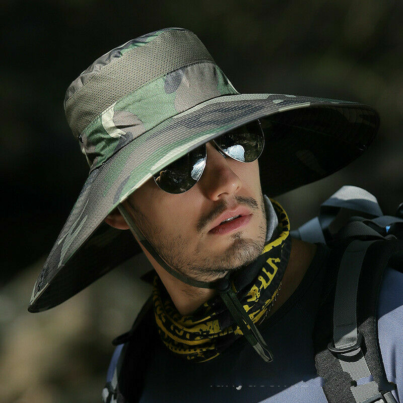 Brim Boonie Hat UPF 50+ Mesh Bucket Outdoor Caps Tactical Camo 15CM ...
