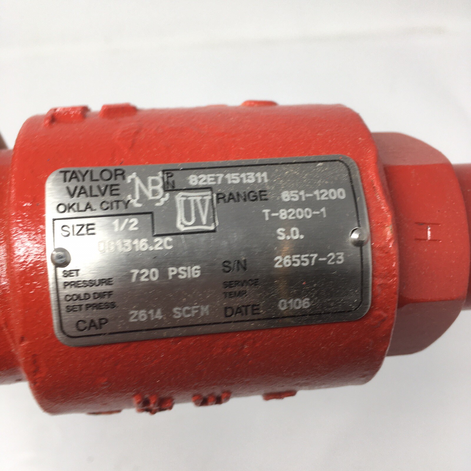 NEW Taylor Valve 82E7151311 Safety Relief Valve 1/2" T-8200-1 720psi ...