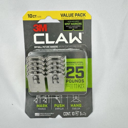 3M CLAW 25 lb Drywall Picture Hanger with Spot Markers 10 Count | eBay