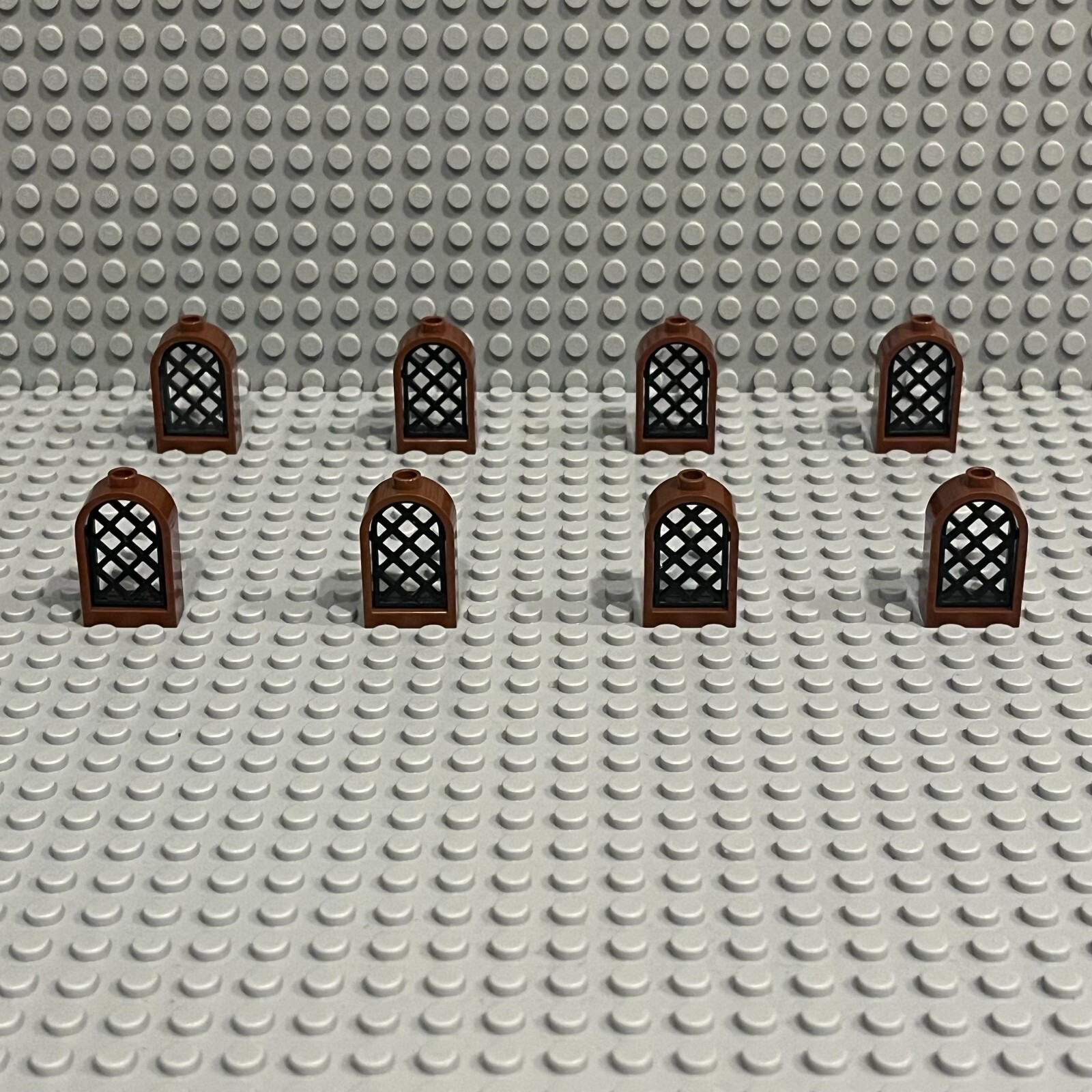 Lego 8X Brown Rounded Castle Windows 1 x 2 x 2 2/3 (30044) w Black ...