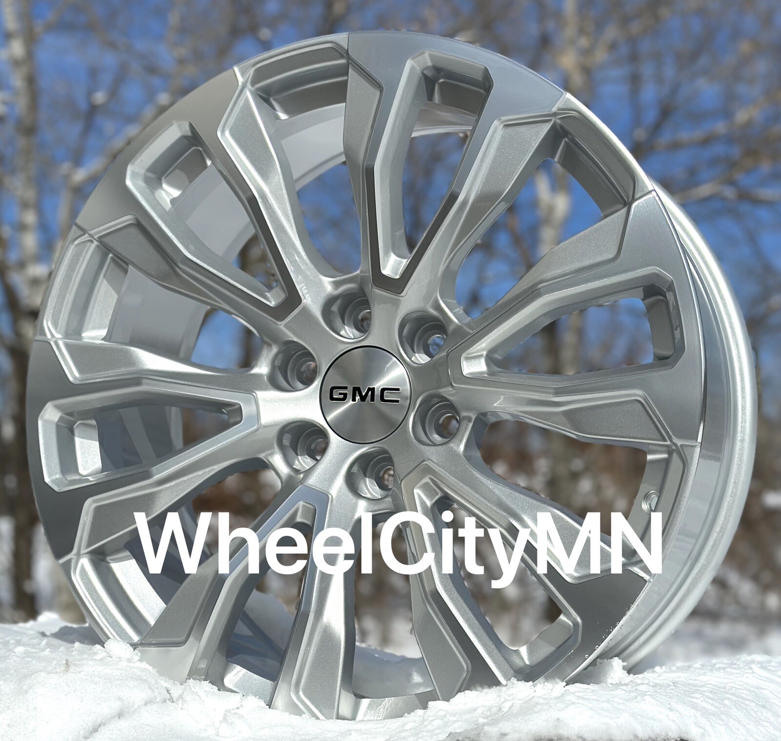 22" silver machine OE replica 14025 rims fits 2023 GMC Sierra Yukon ...