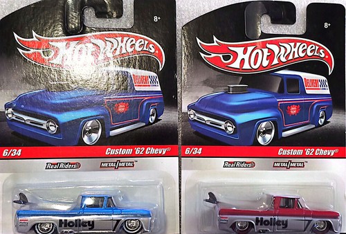 HOT WHEELS SLICK RIDES CUSTOM '62 CHEVY PICKUP HOLLEY SET - BLUE & RED ...
