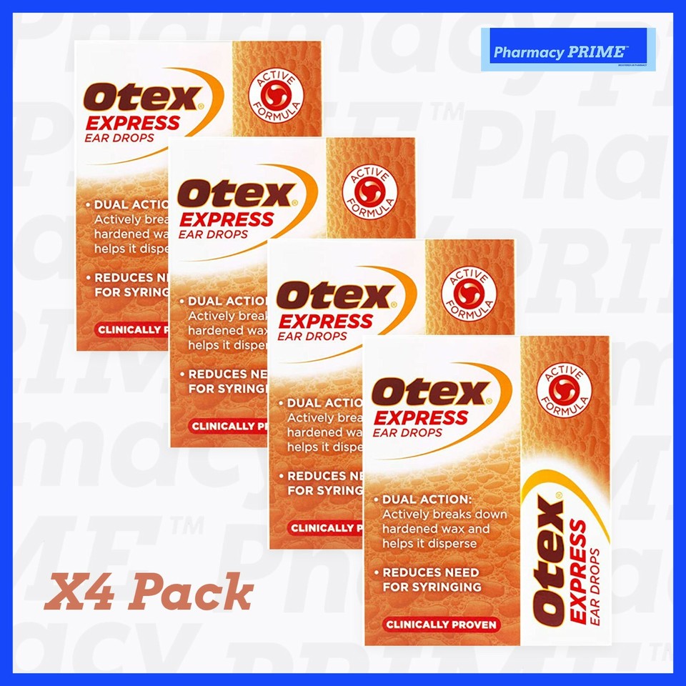 4 x 10ml Otex Express Ear Drops | Dual Action Treatment for Hardened ...