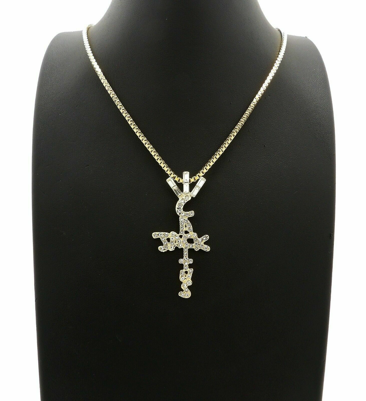 Hip Hop Travis Scott Cactus Jack Cross Pendant 24" Cuban Box Rope Chain ...