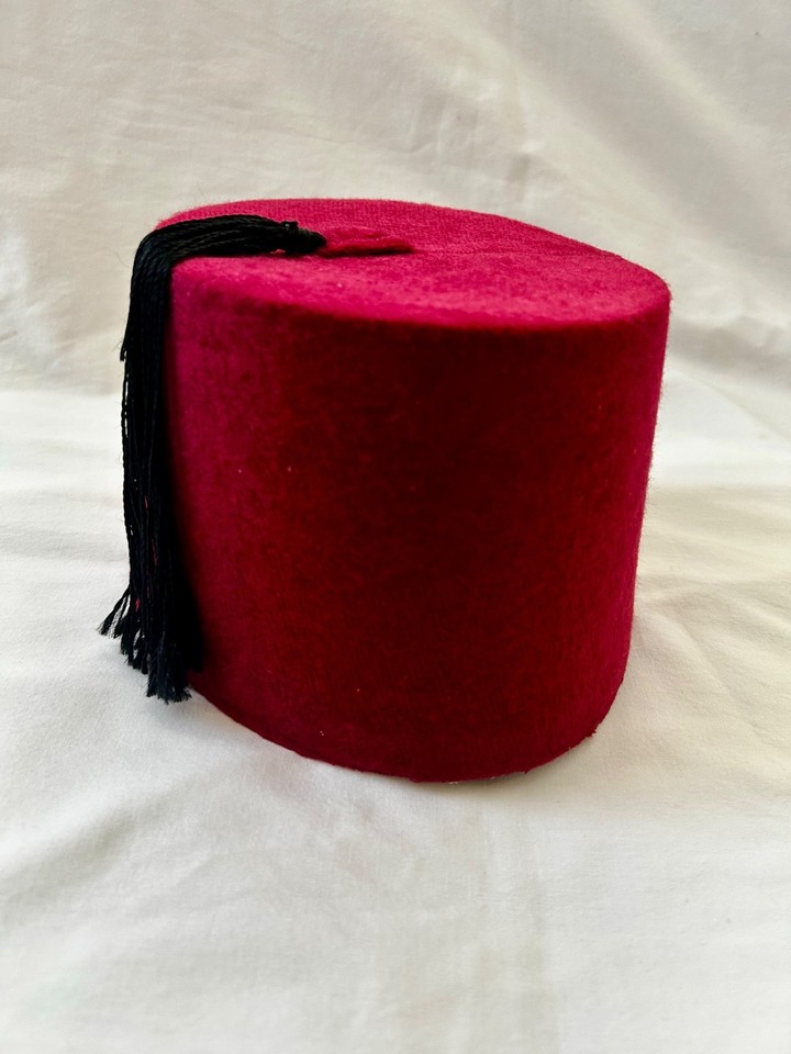 Egyptian Turkish Dark Red Fez Tarboush Hat Black Tassel 22.5" Excellent ...