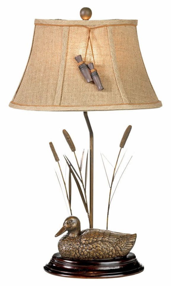 Mallard Duck Table Lamp Bird Call Cattails Rustic Cabin Hunting Lodge ...