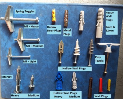 Wall Plugs & Fixings - ALL TYPES - Screws Hollow Wall, Plasterboard ...