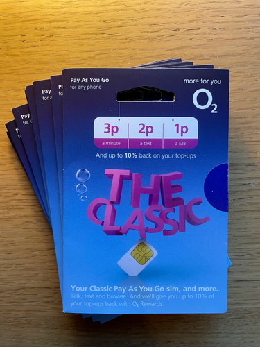 O2 Sim Card New Sealed Classic Only Pay As You Go 02 2023 2G 3G 4G 5G 5 ...