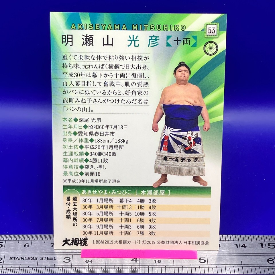Akiseyama Mitsuhiko 53 Sumo Wrestler Trading Card BBM 2019 TCG Japanese ...