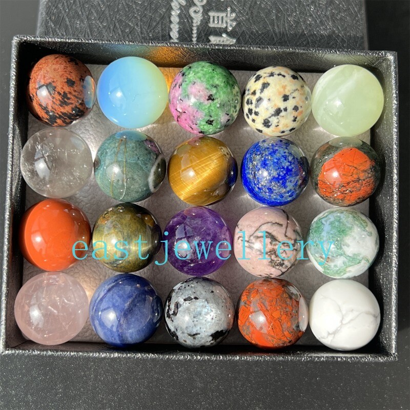 10pcs Natural Mixed Sphere Quartz Crystal Carved Gem Ball Reiki Healing ...