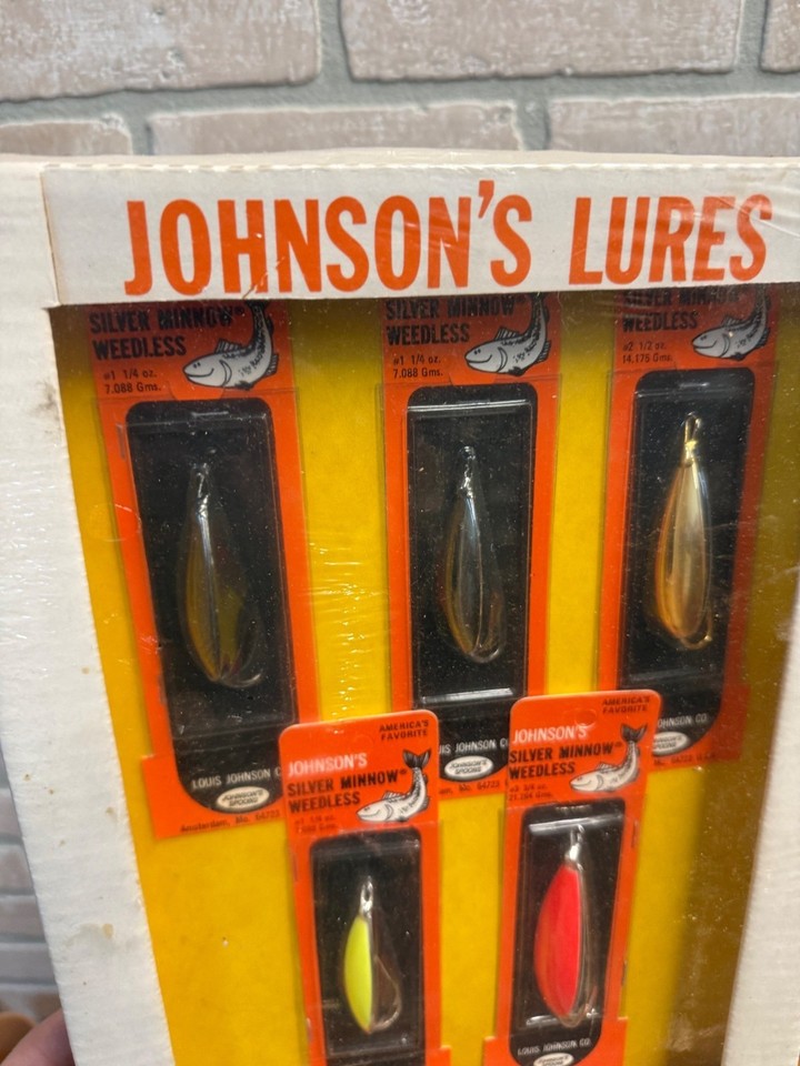 Vintage Johnson's Silver Minnow Lures Advertising Fishing Store Display ...