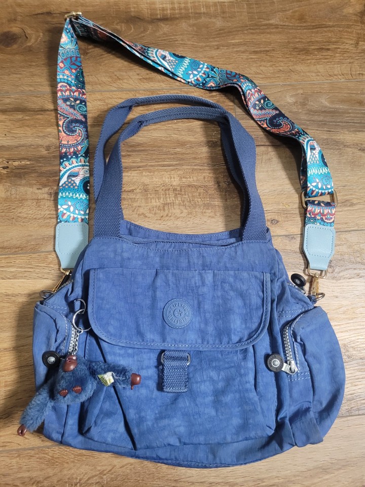 Kipling Felix Large Handbag Blue With Paisley Strap And Robyn Charm ...