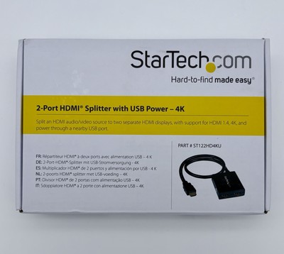 StarTech 4K HDMI Splitter 1 In 2 Out - 30Hz 1.4 2 Port Video Splitter Box | eBay