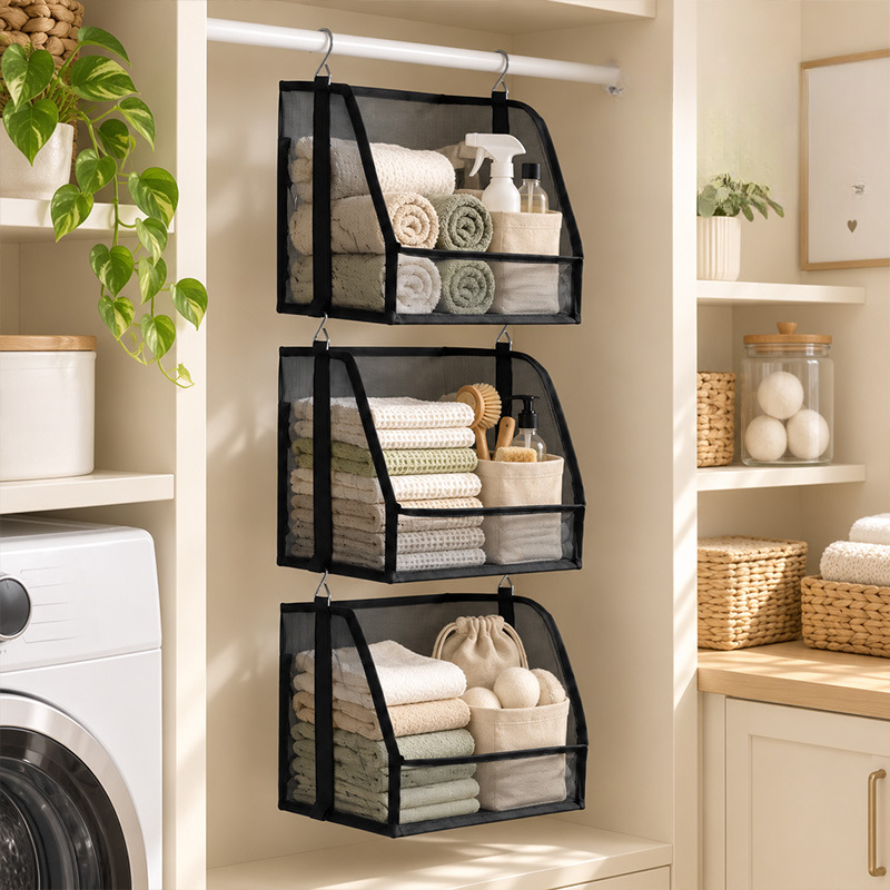 Hanging Storage Bag Foldable Wardrobe Sack Secure Hanging Hook ...