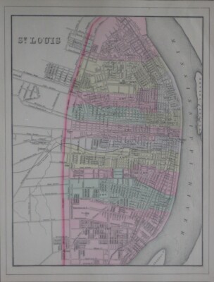Original 1887 Ward Map ST. LOUIS Missouri Railroad Streetcar Lines ...