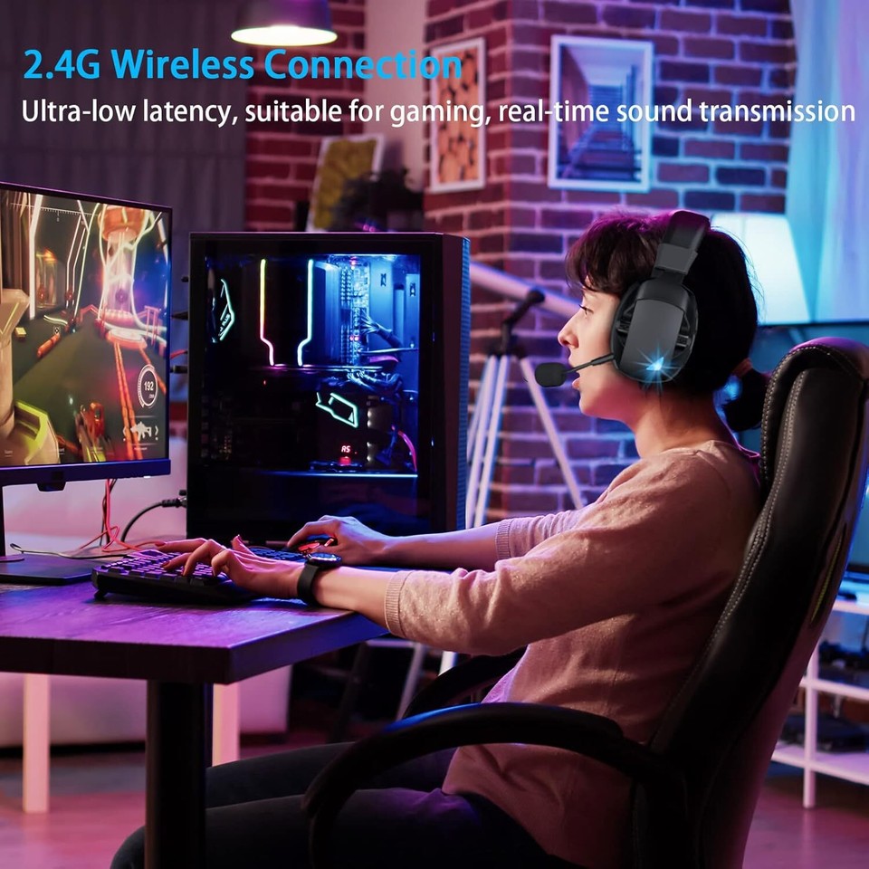 2.4GHz Wireless Gaming Headset USB Gaming Headphones for PS5/PS4/PC ...