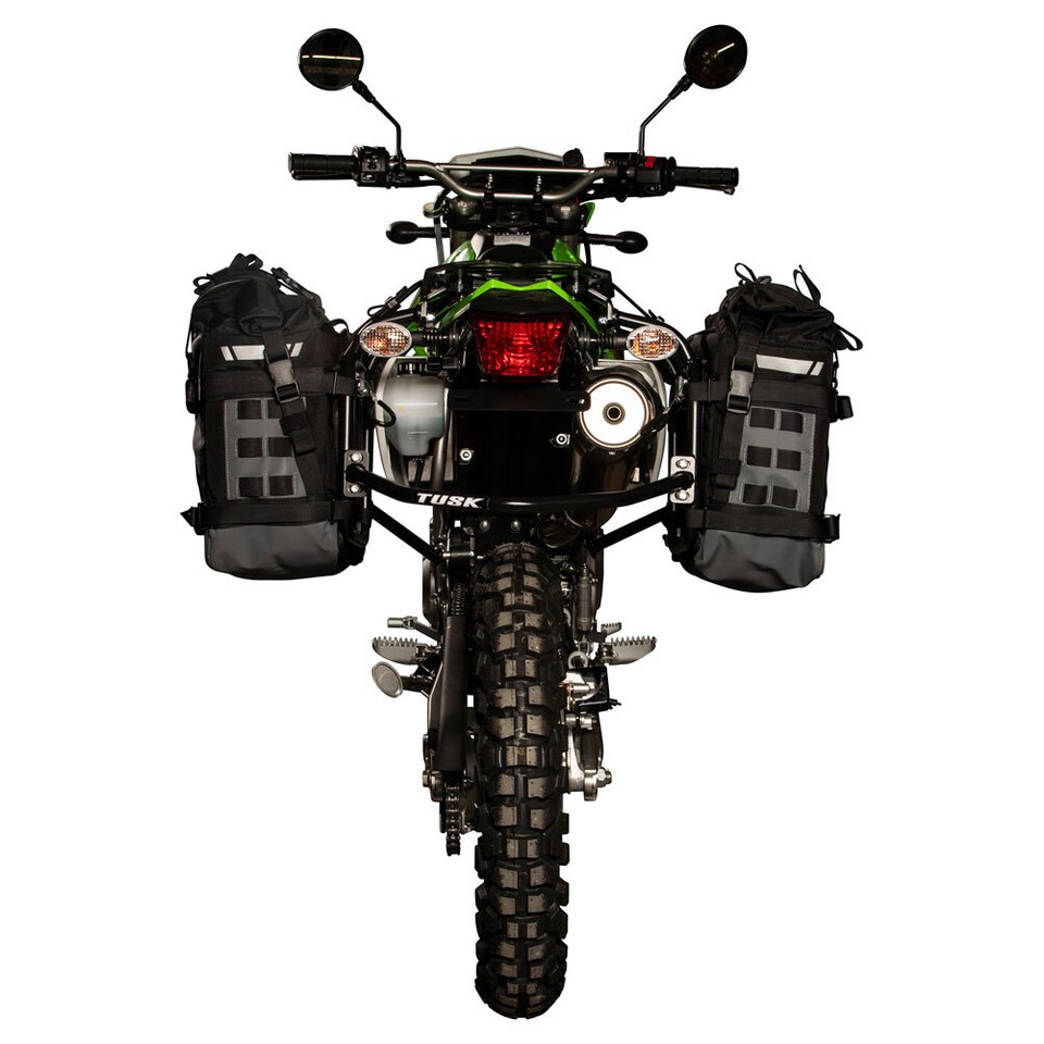 Tusk Pannier Racks With Pilot Bags Black/Gray w/ Top Rack For KAWASAKI ...