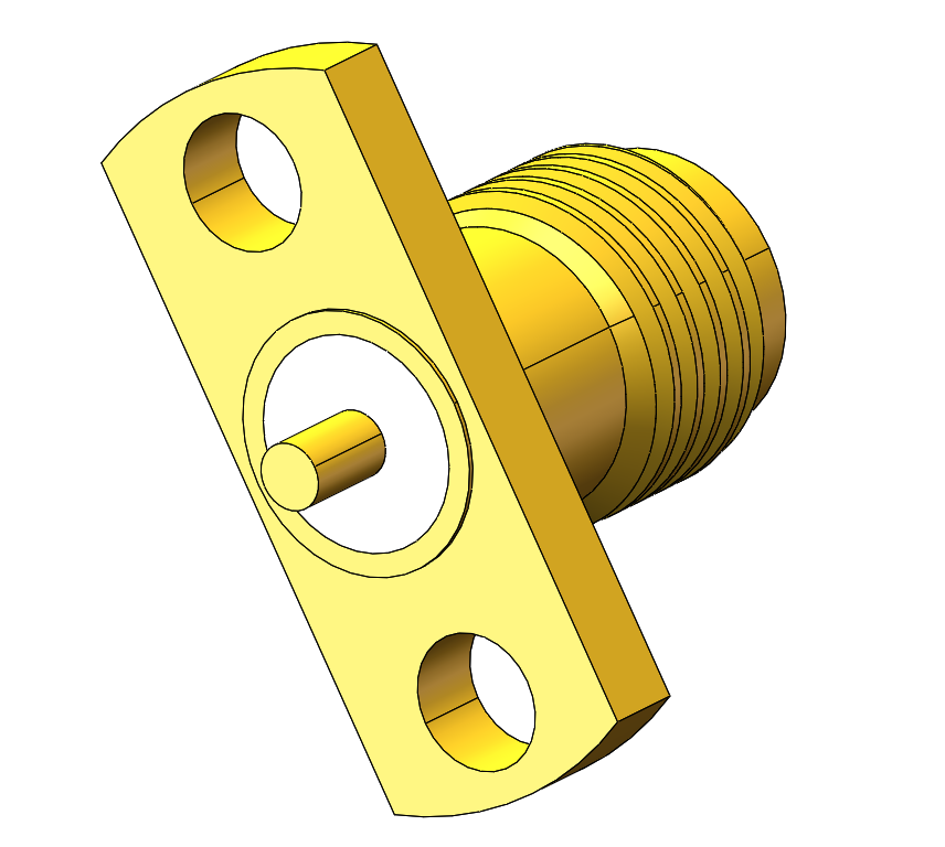 SMA female RF connector, air line through-wall connector Brass (gold ...
