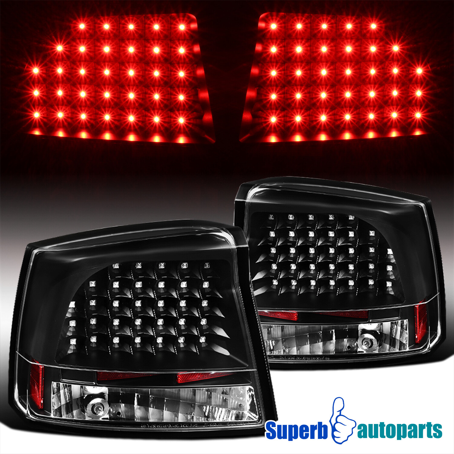 Fits 2005-2010 Dodge Charger LED Tail Lights Rear Brake Lamps Black ...