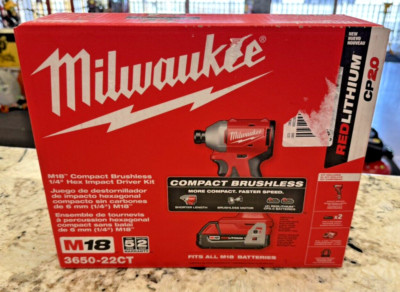 Milwaukee 3650-22Ct M18 Compact Impact Driver Set With 2 Batteries ...