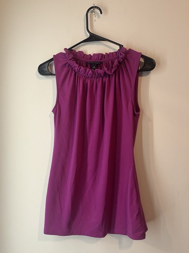 Banana Republic Sleeveless Halter Top fuchsia Purple Ruffle Neck Size ...