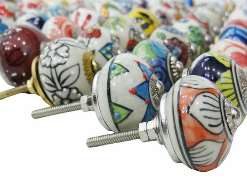 Ceramic Door Knobs Drawer Pulls Cupboard Handles Multi Color Knob Set 5, 10, 15 | eBay UK