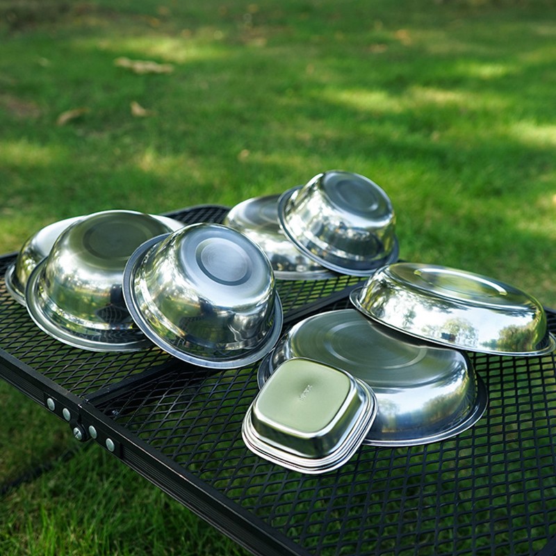 －22PCS Service Plate Set Stainless Steel Dinnerware Set For Outdoor ...