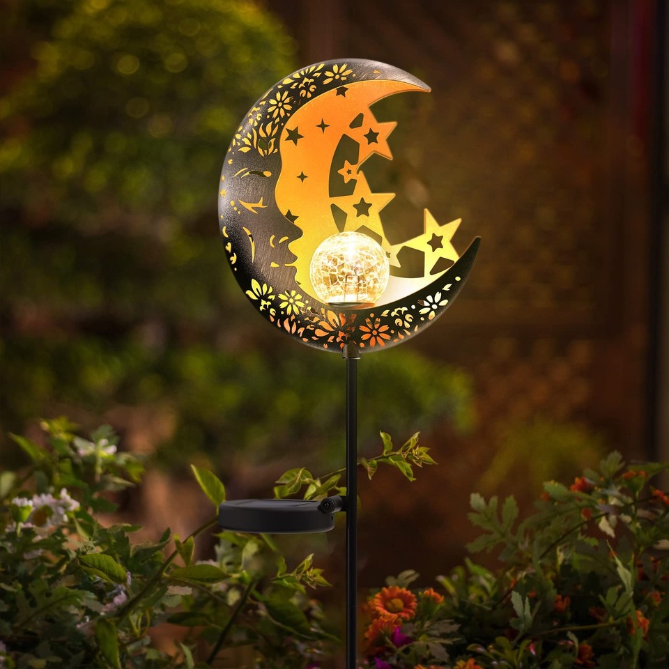 Moon Solar Lights Outdoor Garden Decorative Star Solar Lantern with ...
