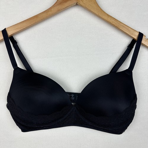 Lily of France Bra Black Push Up 34C Underwire Lace Trim Perfect Lift ...