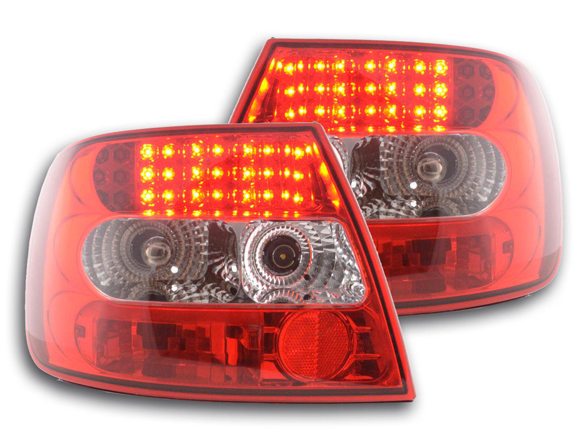 RED & CLEAR LED REAR TAIL LIGHTS LAMPS FOR AUDI AUDI A4 B5 SALOON 11/94 ...