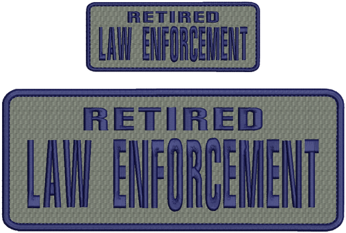 Retired Law Enforcement embroidery patch 4X10 and 2x5 hook grey fabric ...