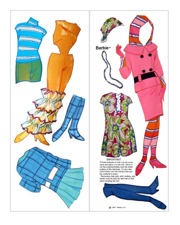 VINTGE 1967 BARBIE MAGIC PAPER DOLL MOD UNCUT ORG SZ LASER REPRODCTION ...