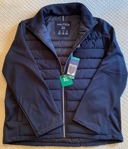 NWT Nautica Men's Mixed Media Softshell Bomber Jacket Blue Size XL $120 ...