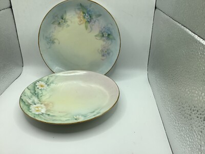 Weimar Germany Hand Painted Plates with Flowers &gold 7 Inches Signed F ...