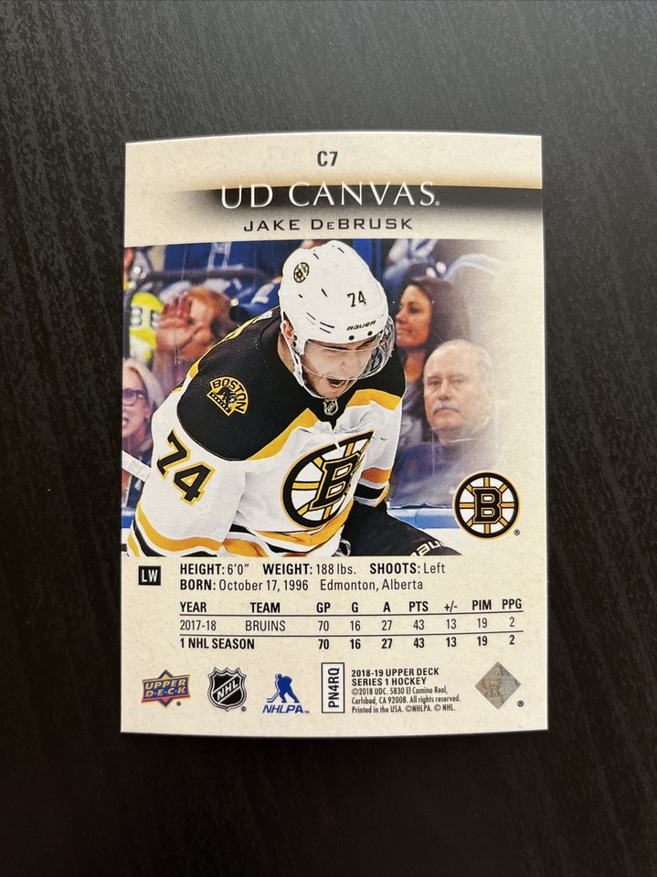 2018-19 Upper Deck UD Canvas #C7 Jake DeBrusk Boston Bruins | eBay