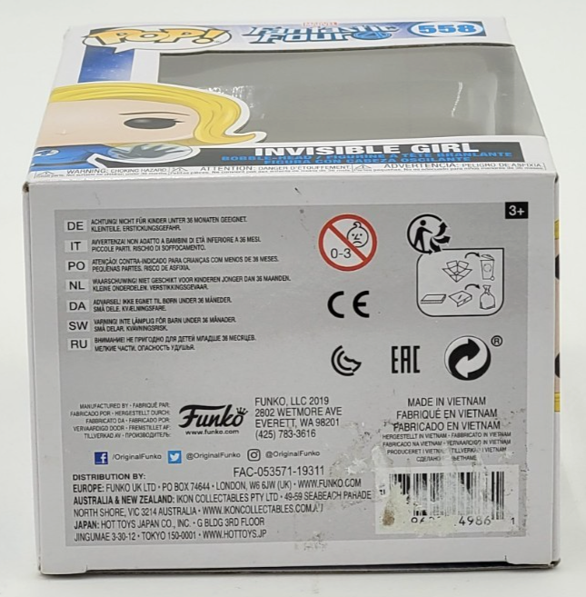 2019 Funko Pop Invisible Girl #558 Marvel Fantastic Four | eBay