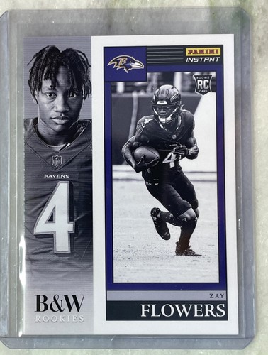 2023 Panini NFL #22 Zay Flowers Black & White Rookies Card Ravens 1/216 ...