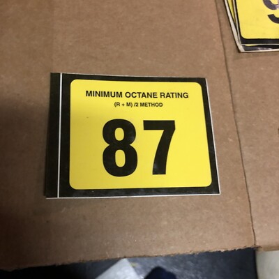 NEW 87 MINIMUM OCTANE RATING SIGN DISPLAY DECAL | eBay
