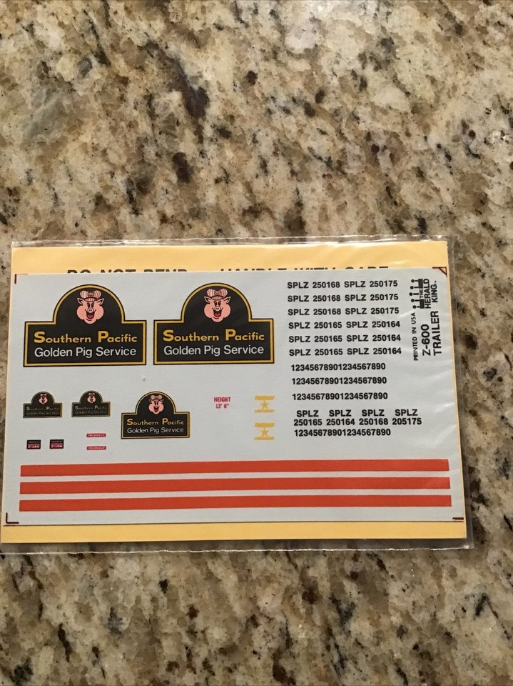 Herald King HO Scale Decal Set Z-600: Southern Pacific White Piggyback ...